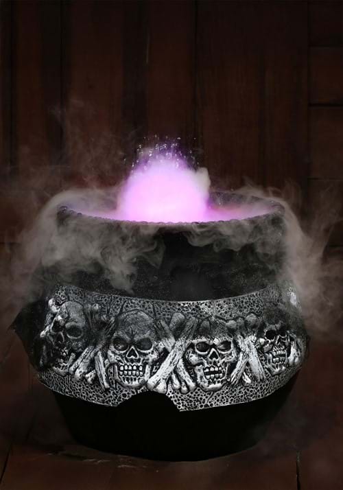 16-Inch Gothic Skull Smoking Cauldron Decoration | Halloween Cauldrons