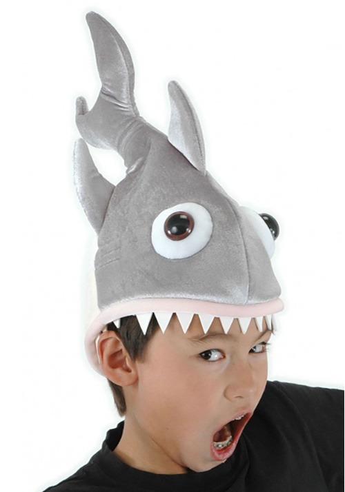 Deluxe Grey Shark Bite Plush Costume Hat | Shark Accessories