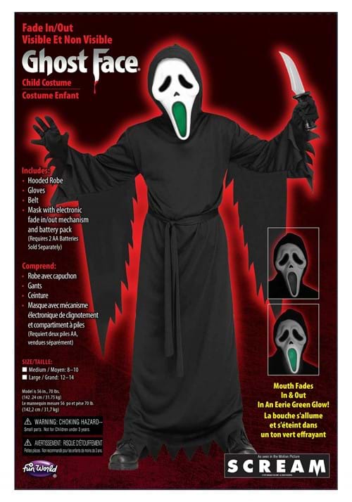 Light Up Fade Mouth Kid's Ghost Face | Scream Costumes