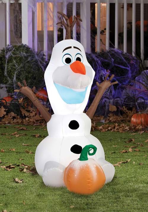 48-Inch Airblown Sitting Olaf with Pumpkin Inflatable Decoration