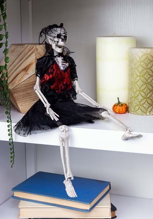 16-Inch Hanging Gothic Dress Skeleton Lady Prop | Skeleton Decorations