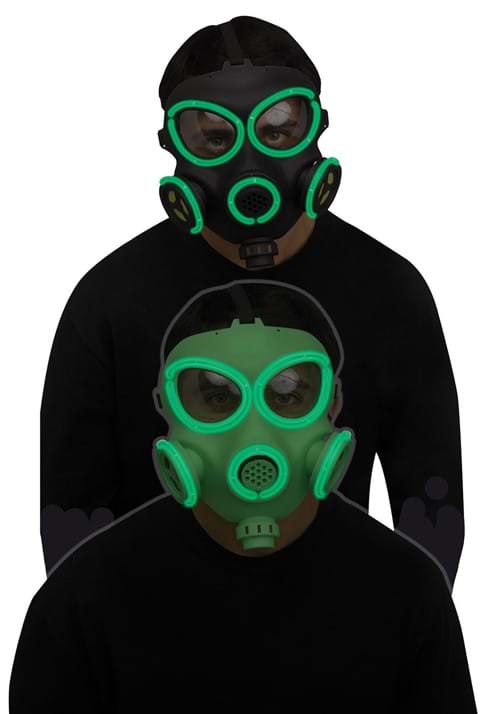 Light Up Adult Costume Gas Mask with Prop Respirator | Costume Masks