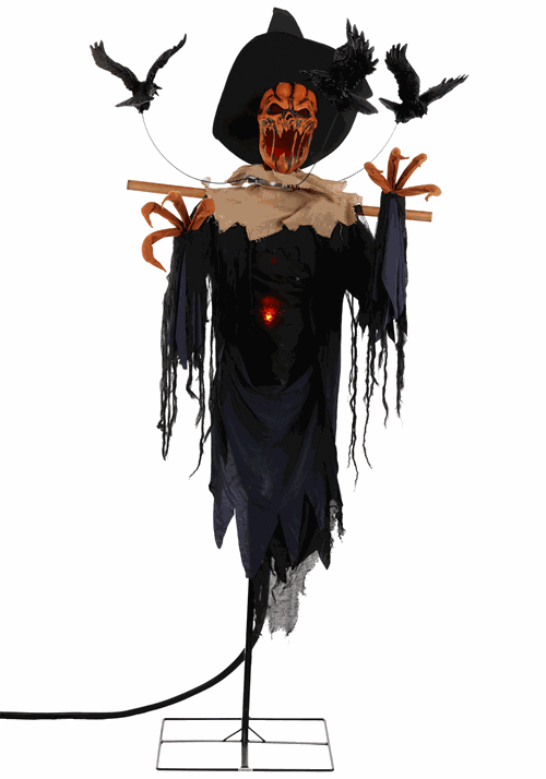 7FT Animated Raven Scarecrow Prop Decoration | Halloween Animatronics