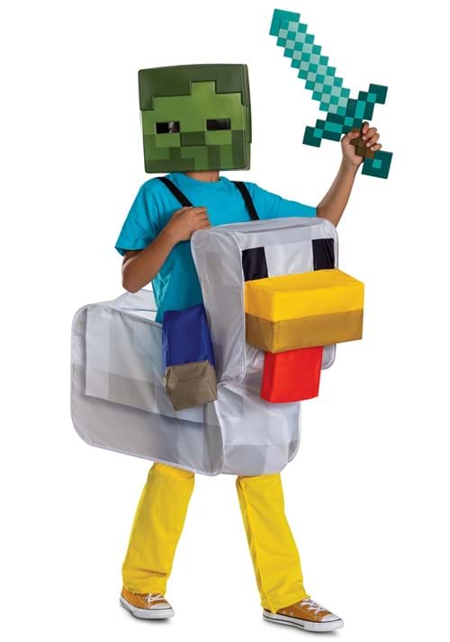 Classic Minecraft Chicken Jockey Pop Out Ride Kid's Costume | Minecraft ...